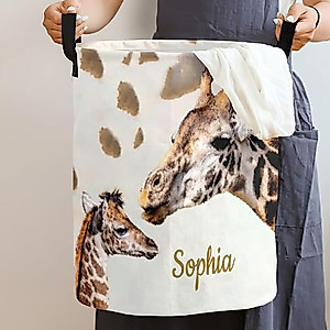 Large Storage Love Giraffe Tall Collapsible Laundry Basket Hamper for Dirty Cloth Toys Foldable for Bedroom Bathroom