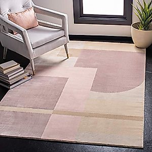 SAFAVIEH Orwell Collection 9' x 12' Pink / Purple ORW301U Mid-Century Modern Abstract Non-Shedding Living Room Bedroom Dining Home Office Area Rug