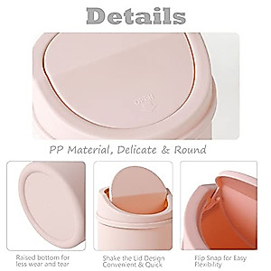 BieFuDan 2 Pcs Mini Trash Can with Swing Lid, Tiny Desktop Waste Basket Garbage Bin with 4 Rolls of Trash Bags, Plastic Countertop Trash Can for Home,Kitchen,Bedroom,Bathroom (2PC Gray)