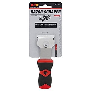 Performance Tool W7502 BX5 Stubby Scraper Perfect (for Scraping Labels/Overspray Off Glass Surfaces)