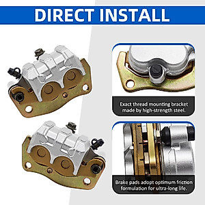 M MATI Front Left Right Brake Calipers & Pads for Yamaha Rhino 450 660 700 YXR450 YXR660 YXR700 5B4-2580T-01-00 5B4-2580U-01-00