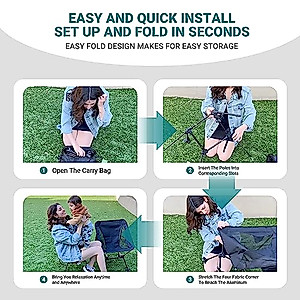 ATEPA Ultralight Camping Chair for Backpacking Hiking, Portable Compact Lightweight Folding Camp Chairs for Adults - Square Aluminum Frame with Anti-Sinking Feet for Beach Lawn Travel BBQ Outdoor