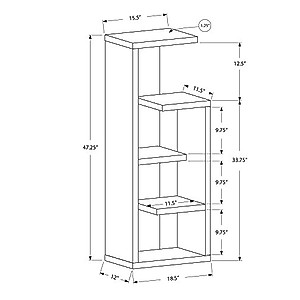 Monarch Specialties , Bookcase, Dark Taupe Reclaimed-Look, 48"H