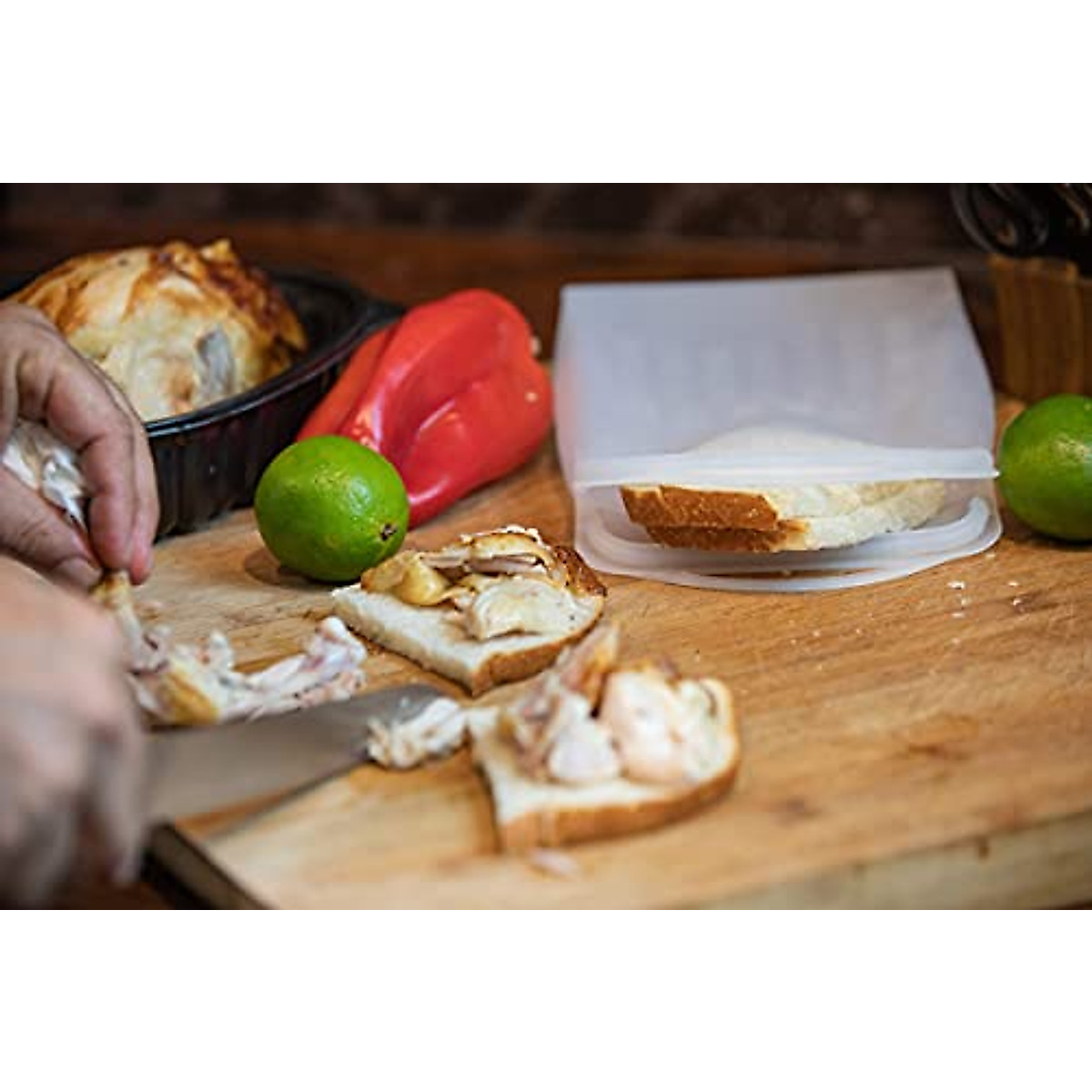 Reusable Silicone Gallon Food-Storage Bags (3.78 L)– Cooks a Whole Chicken - Upgraded and Patented Easy Open and Close System - Storage Dates and Measurements.… (2 Blue Gallon Bags Bundle)