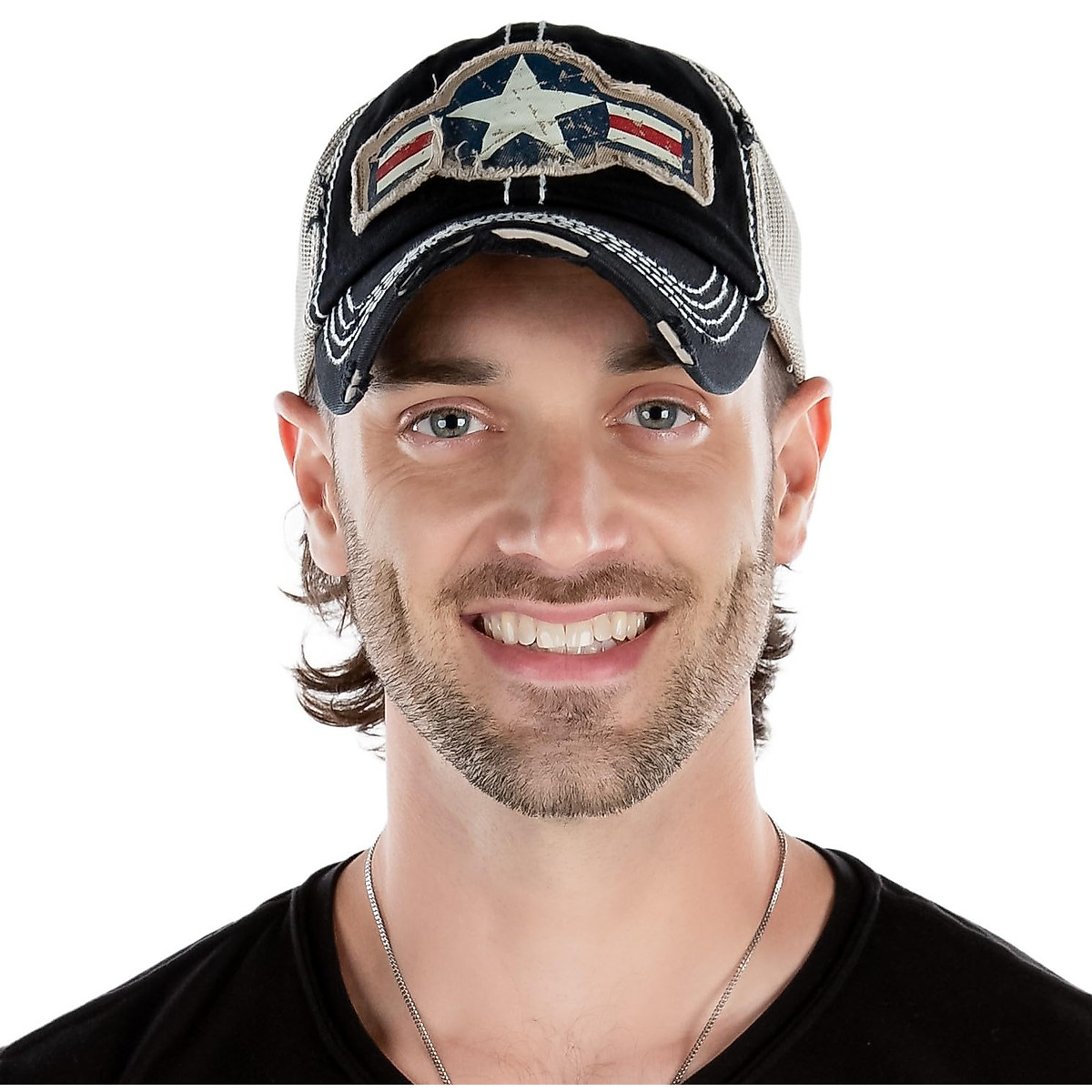 Funky Junque Mens Baseball Cap - Air Force Star Roundel (Black)