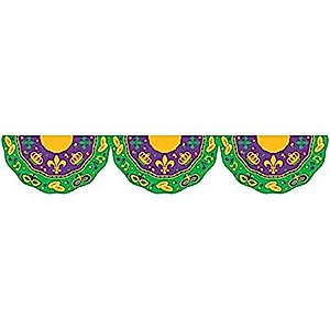 Amscan Mardi Gras Bunting Garland, 11' x 16", Multi Color