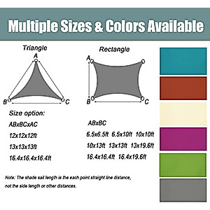 Insun 95% Sunscreen Anti UV Water Resistance Oxford Cloth Rectangle Sun Shade Sail Awning Shade for Outdoor Garden Patio Party White 6.5'x10'
