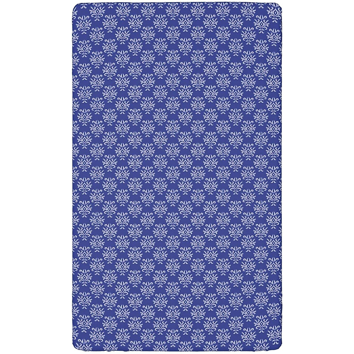 Royal Blue Themed Fitted Crib Sheet,Standard Crib Mattress Fitted Sheet Ultra Soft Material-Baby Sheet for Boys Girls,28“ x52“,Royal Blue and White