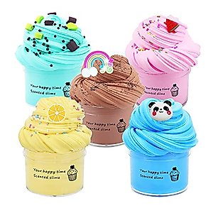 5 Pack Butter Slime Kit,Birthday Gifts for Kids,Party Favor for Girls & Boys,Non Sticky,Super Soft Sludge Toy