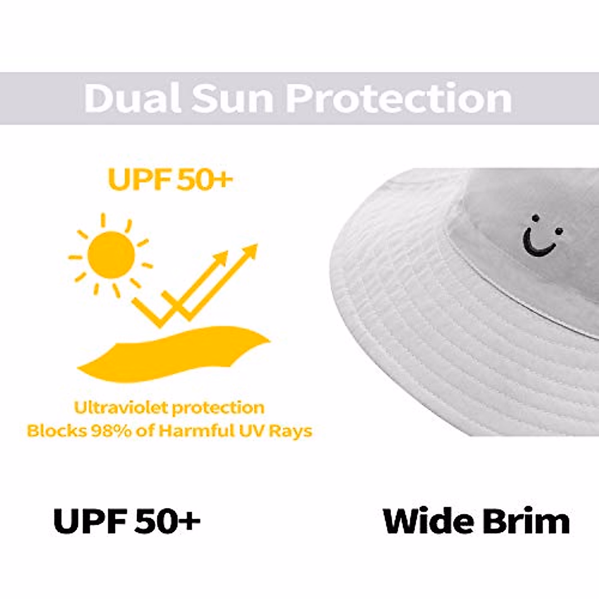Baby Sun Hat Smile Face UPF 50+ Sun Protection Toddler Summer Cap Adjustable Beach Swim Bucket for Baby Boy Girl Kid
