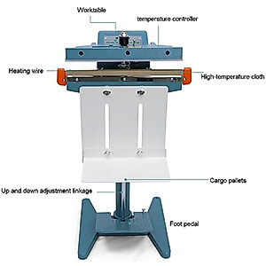 Pedal Heat Sealer,Pedal Impulse Sealer,Adjustable Height,350-800mm Seal Length,2-5mm Sealing Width,0.2-2s Sealing Time,for Sealing Food (Singleheating 650mm)