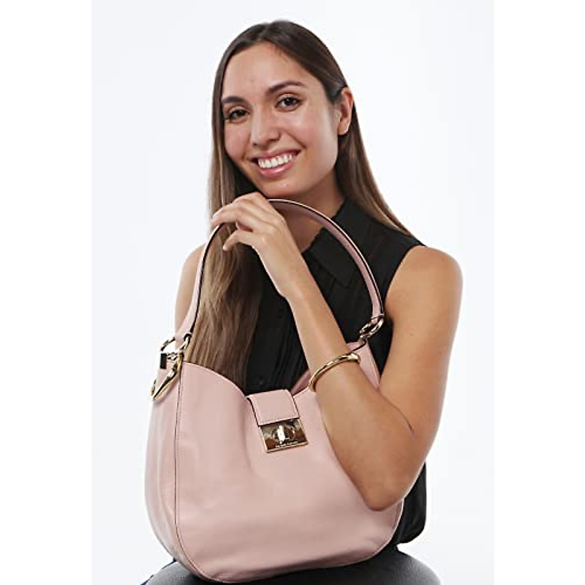 Clipa Bag Hanger - Polished Gold PVD - The Ring That Opens Into a Hook and Hangs in Just 1/2" of Space, Holds 33 lbs., 3 yr. Warranty