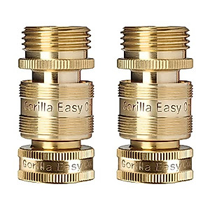 GORILLA EASY CONNECT Garden Hose Quick Connect Fittings. ¾ Inch GHT Solid Brass. (2)