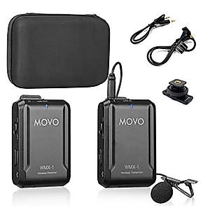 Movo WMX-1 2.4GHz Wireless Lavalier Microphone System Compatible with DSLR Cameras, Camcorders, iPhone, Android Smartphones, and Tablets (200' ft Audio Range)