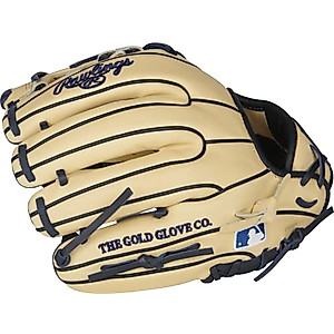 Rawlings | HEART OF THE HIDE Baseball Glove | CONTOUR - Youth Fit | Advanced Break-In | 11.5" | Pro I Web | Right Hand Throw | Camel/Navy