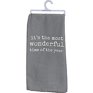 Primitives by Kathy Rustic Holiday Dish Towel, 28 x 28-Inches, Most Wonderful Time of The Year