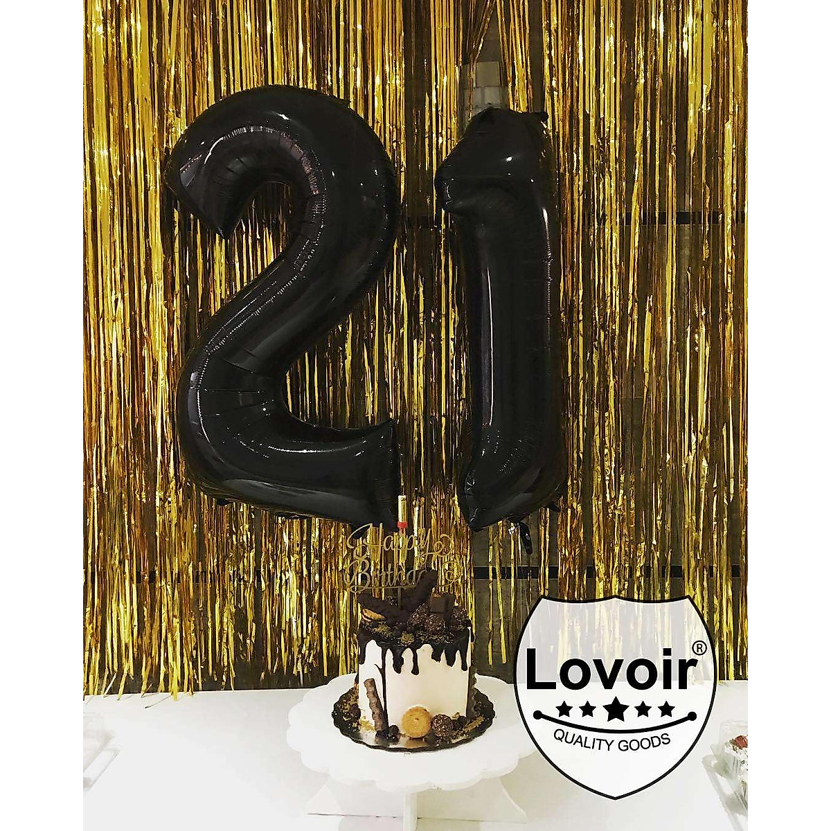 Lovoir 40 Inch Black 12 Number Balloon 21 Large Size Jumbo Digit Mylar Foil Helium Black Balloons for 12th 21st Birthday Party Celebration Decorations Graduations Anniversary Supplies