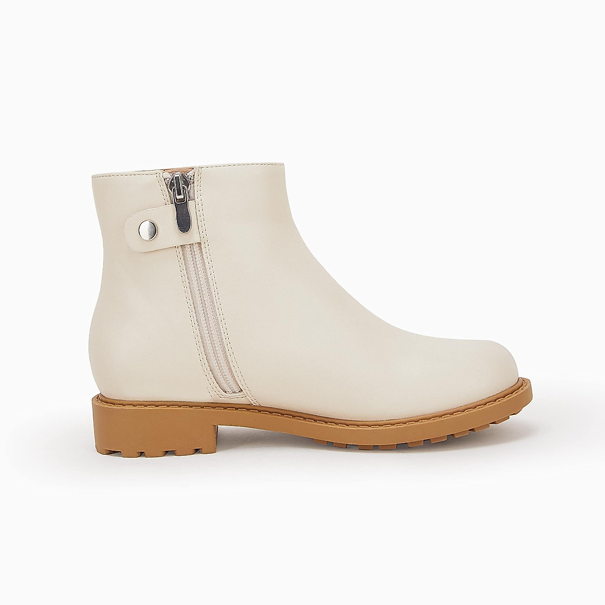 Coutgo Girls Tie Knot Ankle Boots Kids Side Zipper Chunky Low Heel Faux Leather Dress Booties