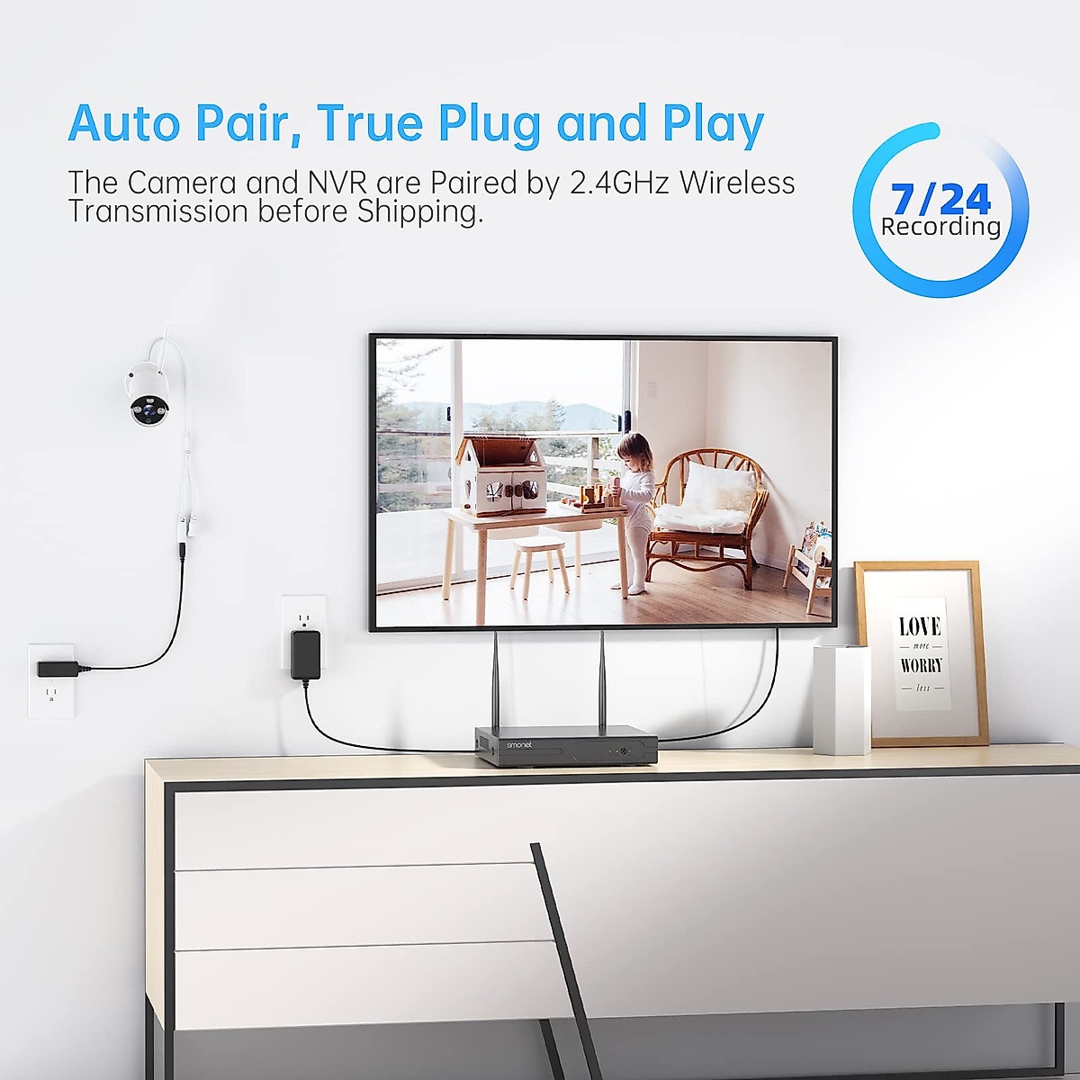 Wireless Security Camera System,SMONET 1080P 8 Channel Home Surveillance DVR Kits with 8pcs 2MP Full HD Cameras 3TB HDD Night Vision Motion Detection Free App for Indoor Outdoor 24/7 Video Recording