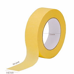 Lichamp 36mm x 55m Yellow Automotive Masking Tape for Painting, Auto Body Masking Tape for Car Detailing, Yellow Painters Tape 1.4 inch x 60 Yards