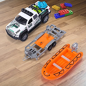 G.C 4 Pack Pickup Truck Trailer Toys for Boys&Girls Kids Toy Camper Boat Diecast Truck Vehicle 1:36 Scale Pull Back Metal Car Toys Playset with Light Sound
