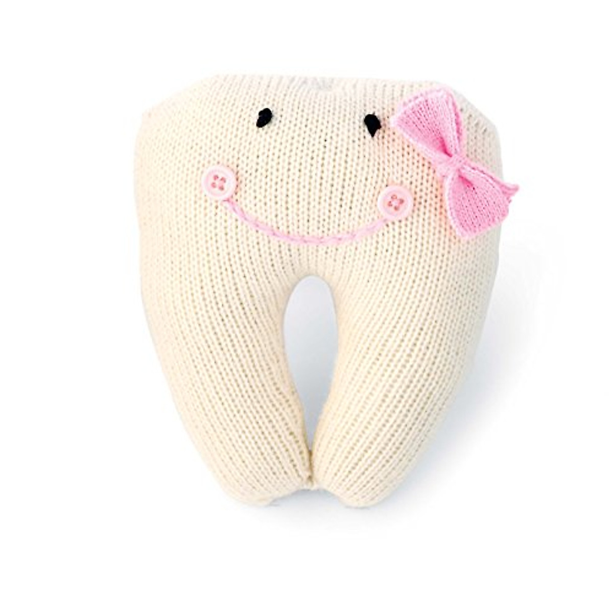 Mud Pie Knit Tooth Pillow, Pink, Small