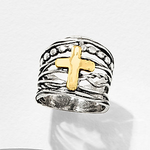 Ross-Simons Sterling Silver and 14kt Yellow Gold Multi-Row Ring