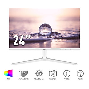 HKC 24'' IPS FHD Frameless 1080P White Computer Monitor Eye Cared HDMI VGA Input 3 Years warrenty V2412W