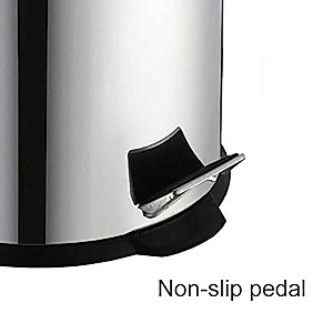 WENLII Newly 1pc 5L Rubbish Bin Stainless Steel Step Pedal Trash Can Large Capacity for Kitchen Bathroom