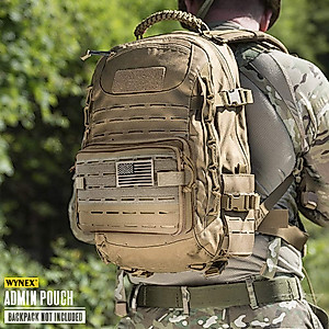 WYNEX Tactical Molle Admin Pouch of Laser Cut Design, Nylon Utility Pouches Molle Attachment Military Medical EMT Organizer with Map Pocket EDC EMT Pack IFAK Tool Holder Universal U.S.A Patch Included