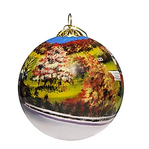 Blown Glass Christmas Ornament | Covered Bridge Vermont | Hand Painted Inside | Original Art | Includes Gift Box