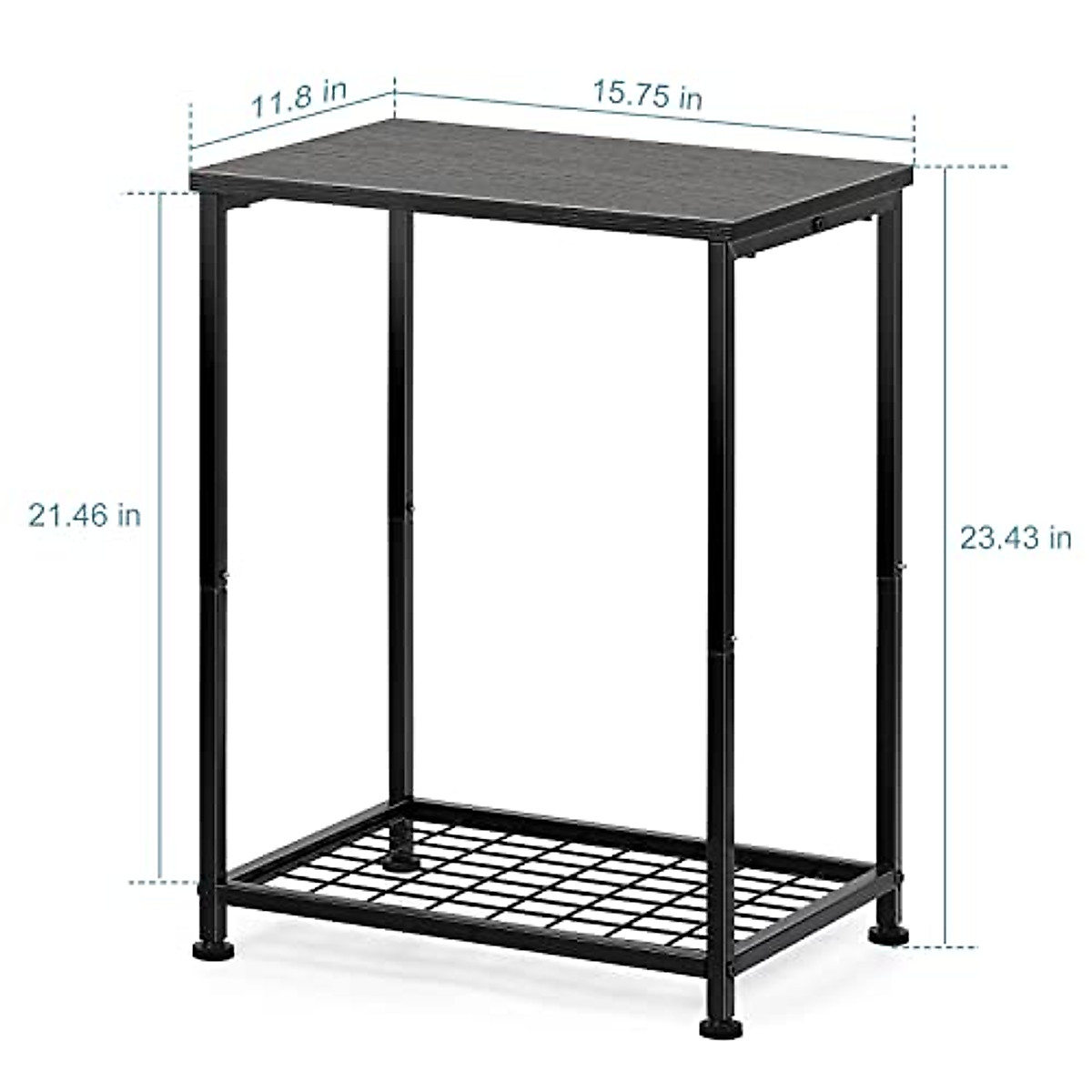 smusei Black Nightstands Set of 2 Side Table Living Room for Small Spaces Narrow Bedside Tables and Small End Table Sets with Open Storage Shelves for Bedroom Guest Room Decor