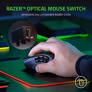 Razer Naga Pro Wireless Gaming Mouse: Interchangeable Side Plate w/ 2, 6, 12 Button Configurations - Focus+ 20K DPI Optical Sensor - Fastest Gaming Mouse Switch - Chroma RGB Lighting (Renewed)