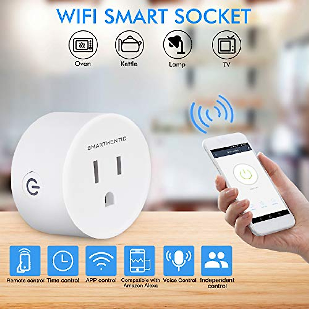 WiFi Plugs Smart Plug Outlet Extender, Timer Light Switch, Amazon Alexa Google Home Voice, APP and Remote Control, 2.4GHz Network, Electric Outlets, on Off Switch Bedroom Gadgets, Pack of (4)