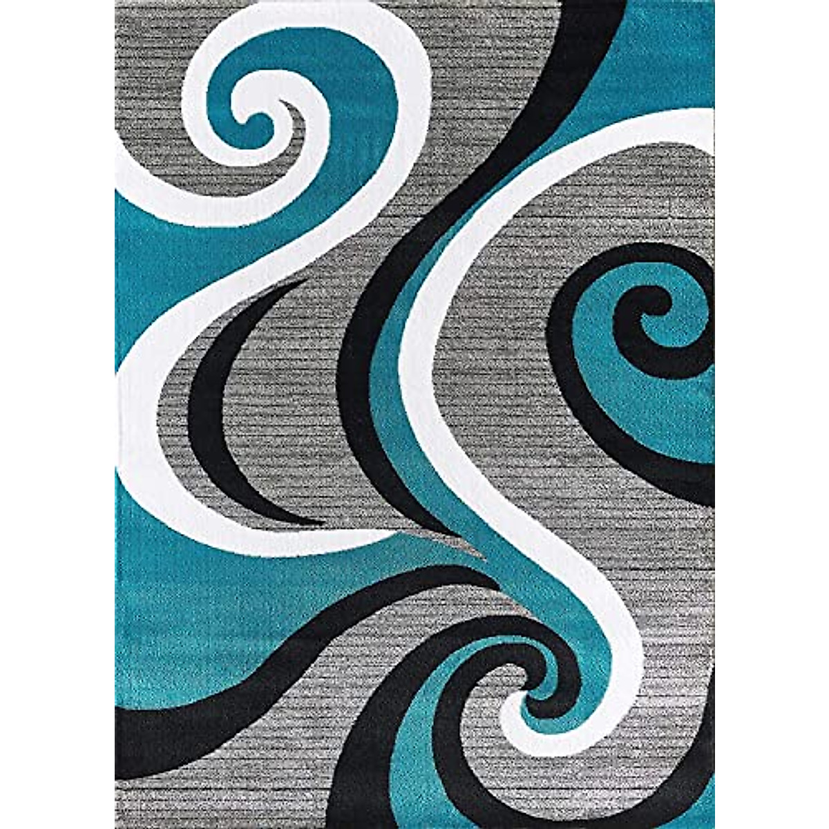 GLORY RUGS Modern 8x10 Area Rug Bedroom & Living Room Carpet with Swirls in Turkaz Grey | Contemporary Dining Accent Sevilla Collection 4817A