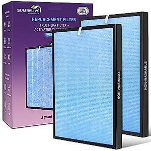 MSA3 Replacement Filt-er for Membrane Solutions Air Purifi-er MSA3S, 3-in-1 True HEPA(H13) Carbon Filters (2-Pack)
