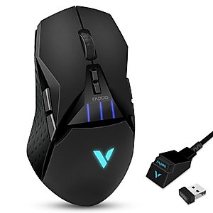 Rapoo Wireless Gaming Mouse, 5000 DPI Wired/Wireless RGB Gamer Mouse with 11 Programmable Buttons 5 Profiles Store, Rechargeable Pro Optical Sensor Mice for Windows PC Laptop Gamers
