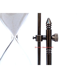 Nautical Maritime Black Antique Full Brass Sand Timer Hourglass with Wheel Compass Base