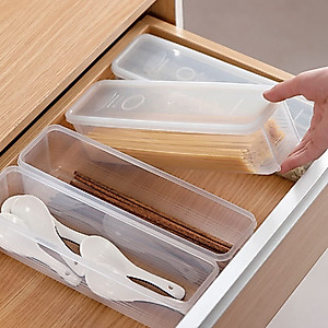 DOITOOL Pasta Storage Containers with Airtight Lid 2Pcs Rectangular Spaghetti Noodle Box Chopstick Storage Holder Canisters for Kitchen Pantry Refrigerator