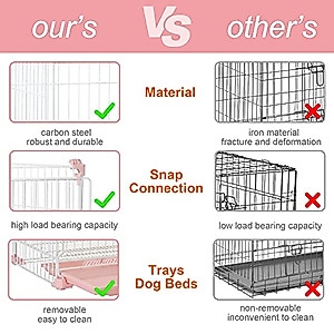 VARLNALY 30 Inches Basic Cat Dog Crate, Medium Dog Kennel with Double Door and Drawer Leak-Proof Tray, Sturdy Carbon Steel Pet Cage for Medium Dogs Cats Rabbit, Pink