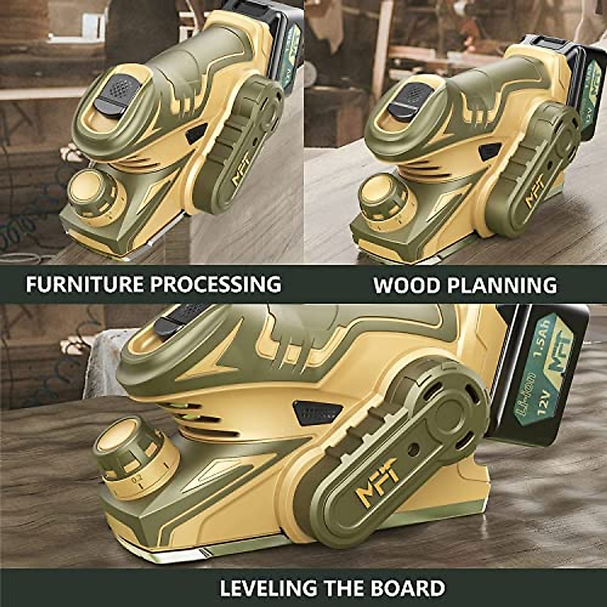 XtremepowerUS 12V Cordless Portable Planer 13,000 R/Min Electric Hand-Planer for Woodworking Planer Wood Planer Charger & Battery W/Storage Bag