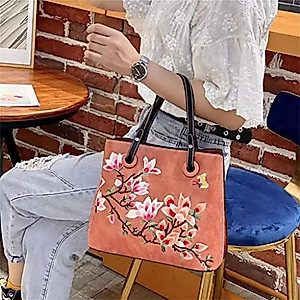 ZLXDP Chinese Style Embroidered Handbag Retro Floral Shoulder Bag Large Capacity Women's Casual Tote Bag (Color : C, Size