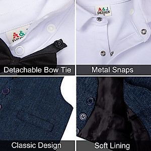 A&J DESIGN Baby Boys Suits Infant Gentleman Wedding Outfit Formal Romper Navy Blue 9-12 Months