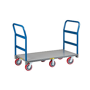 Little Giant NB6W3672-6PY-2H 6-Wheel Platform Truck, 3600 lb. Capacity, 6" Polyurethane, 2 Handles, 36" Width x 72" Length, Gray