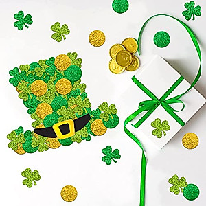 DIYDEC St Patrick's Day Paper Shamrock Table Confetti , Irish Lucky Clover Sequins Foil Glittering Table Confetti Decoration for St Patrick's Day Party Supplies