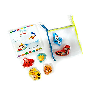 Disney Baby Bath Time Books - Activity Books for kids, Bath book, 6 Padded suction cups, 1 Mesh bag