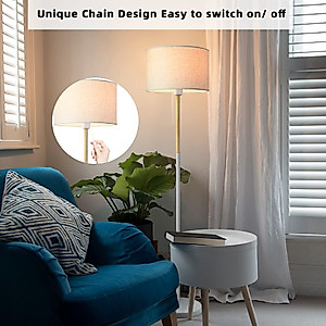 Modern Floor Lamp for Living Room Traditional Farmhouse Floor Lamps Mid-Century Pole Lamp with Linen Lamp Shade, Standing Tall Floor Lamps for Bedrooms and Office (White)