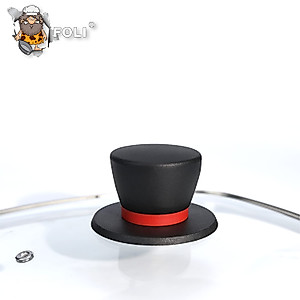 FOLI Square Glass Lid for Grill Pans with Steam Vent Hole - Fits Lodge Cast Iron Skillets 10.5inch(26.67cm) - Square Tempered Glass Lid - Universal Replacement Cover Bakelite Round Knob