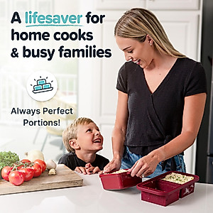 Souper Cubes 2 Cup Silicone Freezer Tray with Lids, Perfect for Storing Lasagna, Leftovers, Sauces, Portioned Meals and More, Silicone Soup Freezer Molds for Meal Prepping - Cranberry - 2-Pack