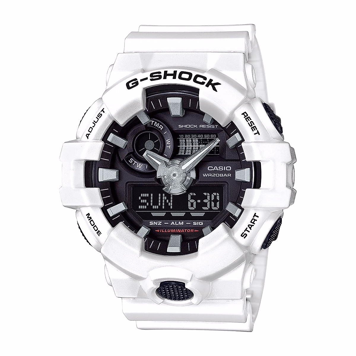 Casio Men's 'G SHOCK' Quartz Resin Casual Watch, Color:White (Model: GA-700-7ACR)